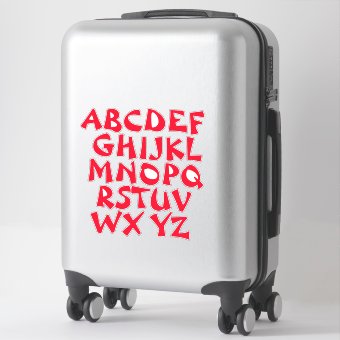 Red Letters White Alphabet Wall Sticker | Zazzle