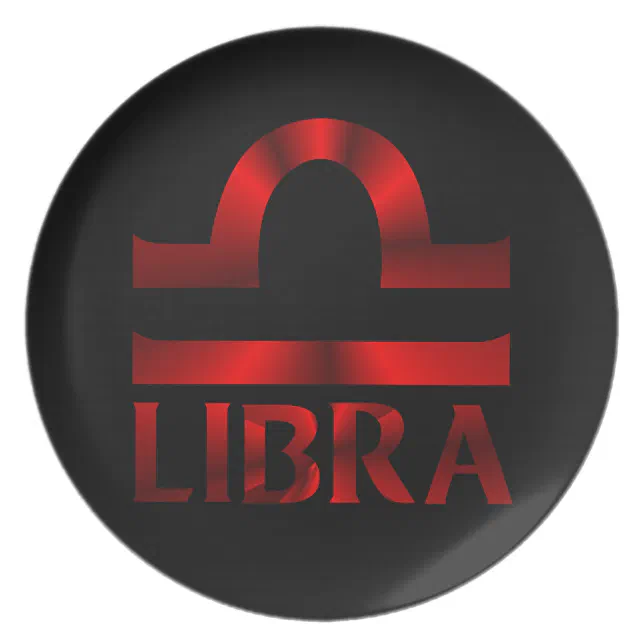 Red Libra Horoscope Symbol Dinner Plate | Zazzle