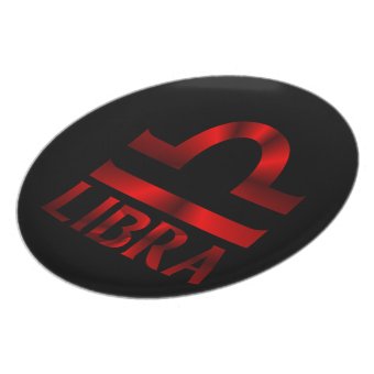 Red Libra Horoscope Symbol Dinner Plate | Zazzle