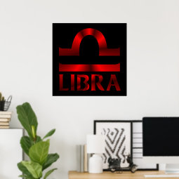 Red Libra Horoscope Symbol Poster | Zazzle