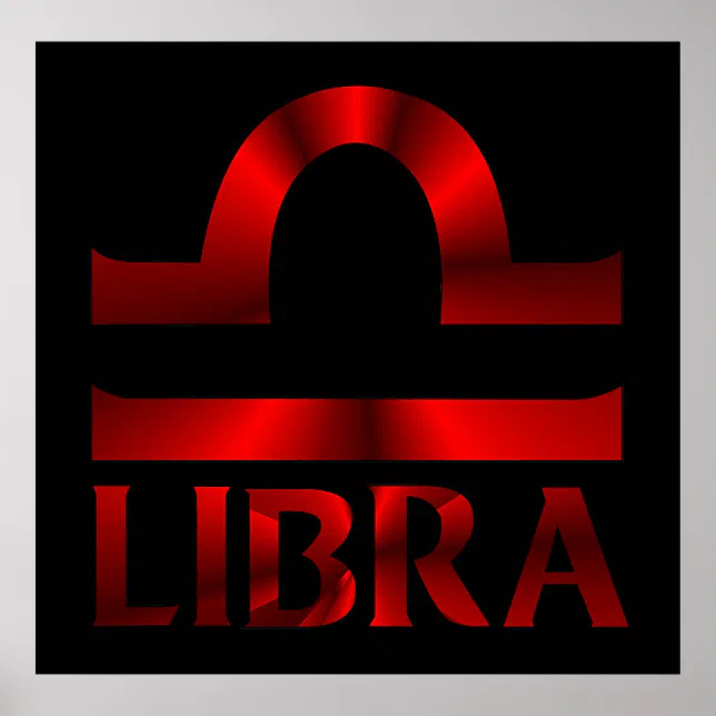 Red Libra Horoscope Symbol Poster | Zazzle