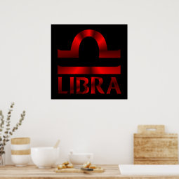 Red Libra Horoscope Symbol Poster | Zazzle