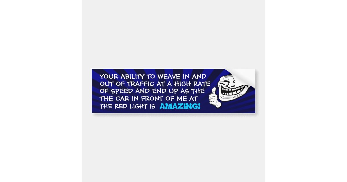 Red Light Troll Bumper Sticker (Blue) | Zazzle