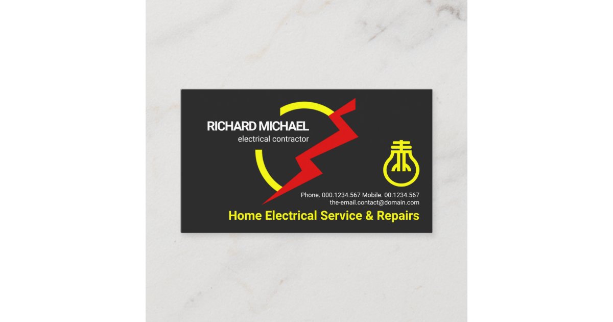 Red Lightning Electrical Meter Gauge Electrician Business Card | Zazzle