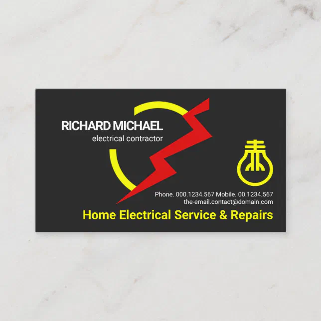 Red Lightning Electrical Meter Gauge Electrician Business Card | Zazzle