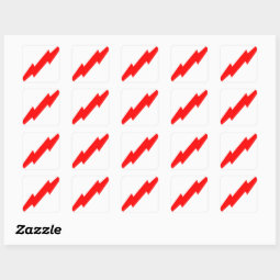 Red Lightning Square Sticker | Zazzle
