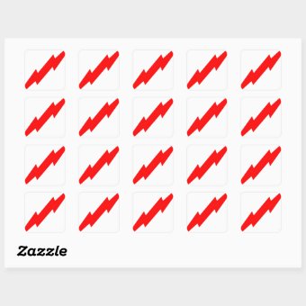 Red Lightning Square Sticker | Zazzle