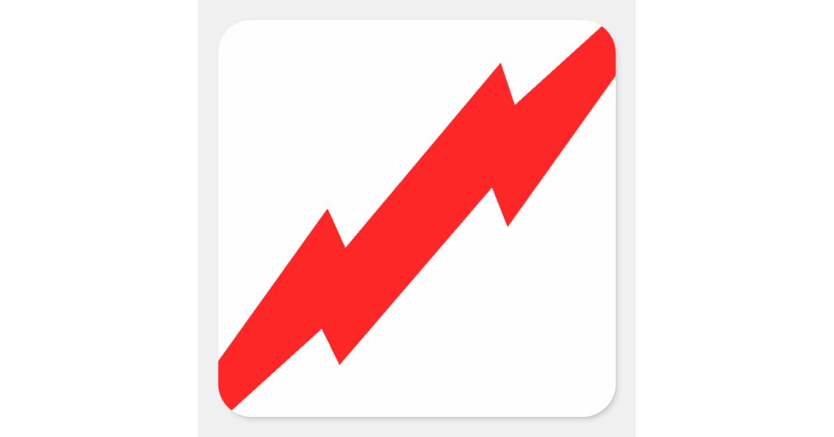 Red Lightning Square Sticker | Zazzle