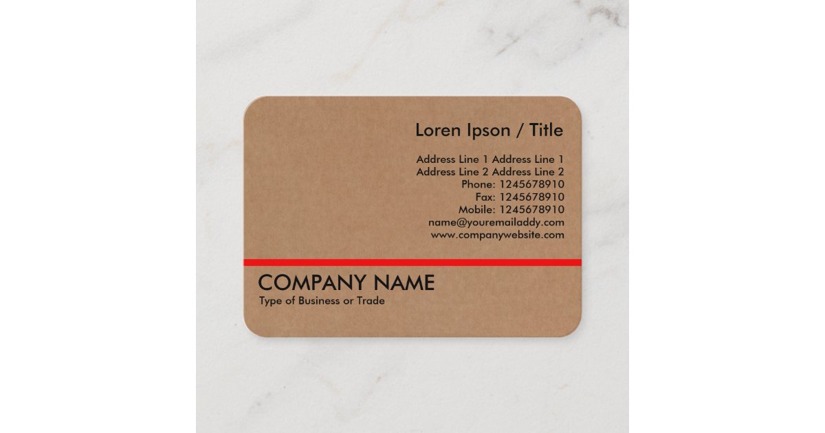Red Line - Cardboard Business Card | Zazzle