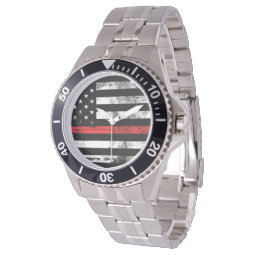 Red Line Flag Firefighter Men's Watch | Zazzle