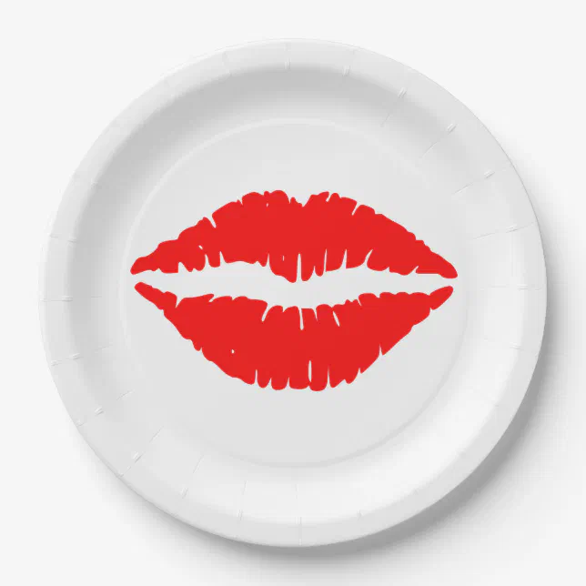 Red Lip Print Party Paper Plate | Zazzle