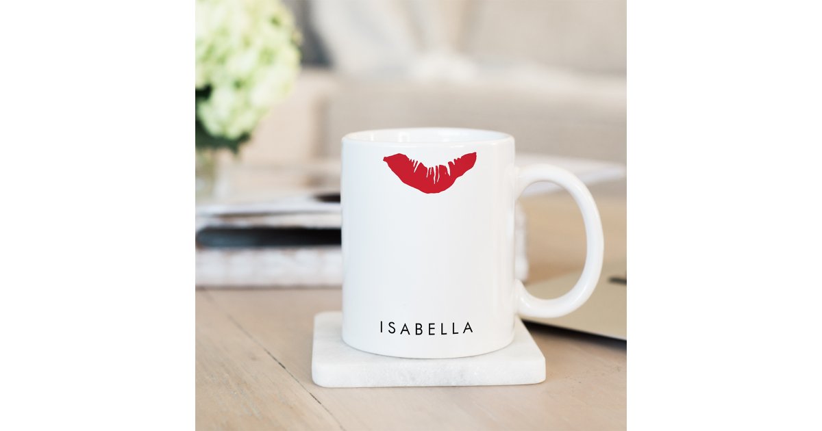 Red Lip Print Personalized Coffee Mug | Zazzle