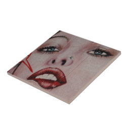 Red lips ceramic tile | Zazzle