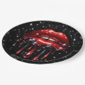 Red Lips Dripping Glitter Glam Sparkle Birthday Paper Plates | Zazzle