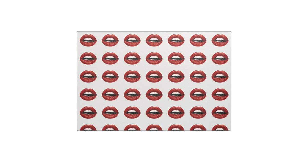 Red Lips Fabric | Zazzle