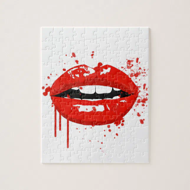 Red lips kiss beauty fashion makeup jigsaw puzzle | Zazzle