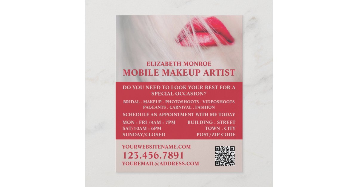 Red Lips, Makeup Artist Advertising Flyer | Zazzle