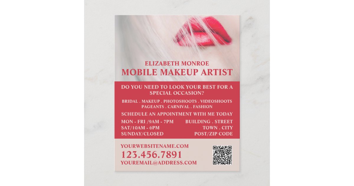 Red Lips, Makeup Artist Advertising Flyer | Zazzle