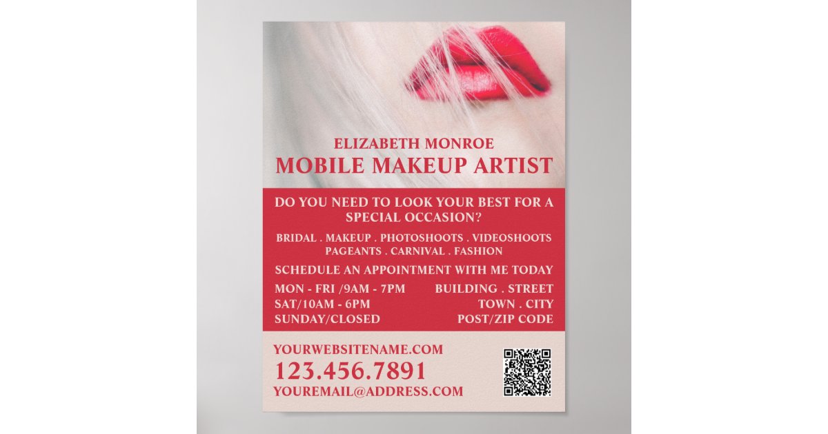 Red Lips, Makeup Artist Advertising Poster | Zazzle