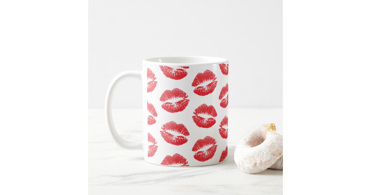 Red Lips, Pattern Of Lips, Red Lipstick, Kiss Coffee Mug | Zazzle