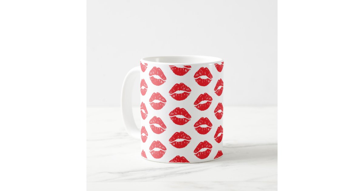 Red Lips, Red Lipstick, Kiss, Pattern Of Lips Coffee Mug | Zazzle