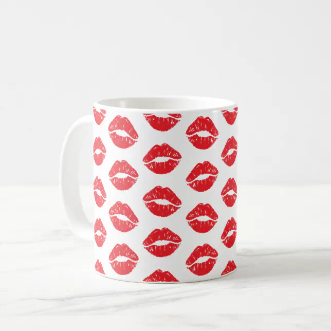Red Lips, Red Lipstick, Kiss, Pattern Of Lips Coffee Mug | Zazzle