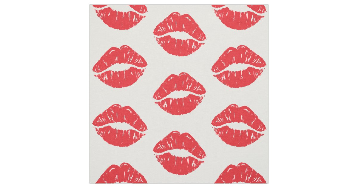 Red Lips, Red Lipstick, Kiss, Pattern Of Lips Fabric | Zazzle