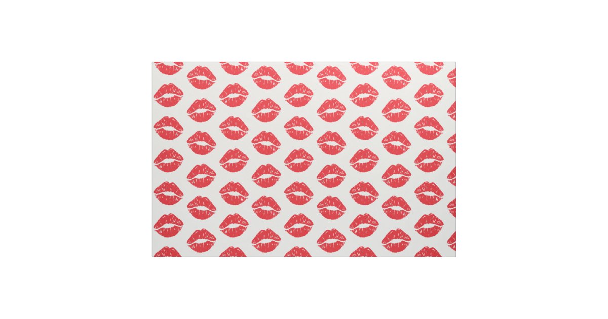 Red Lips, Red Lipstick, Kiss, Pattern Of Lips Fabric | Zazzle