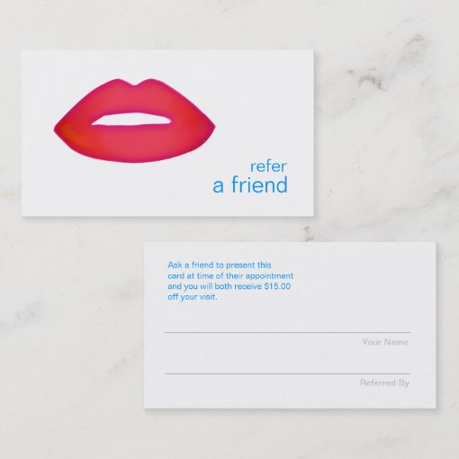 Red Lips Refer A Friend Coupon Salon Referral Card | Zazzle