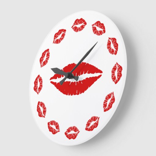 Red Lipstick Kiss Clock | Zazzle