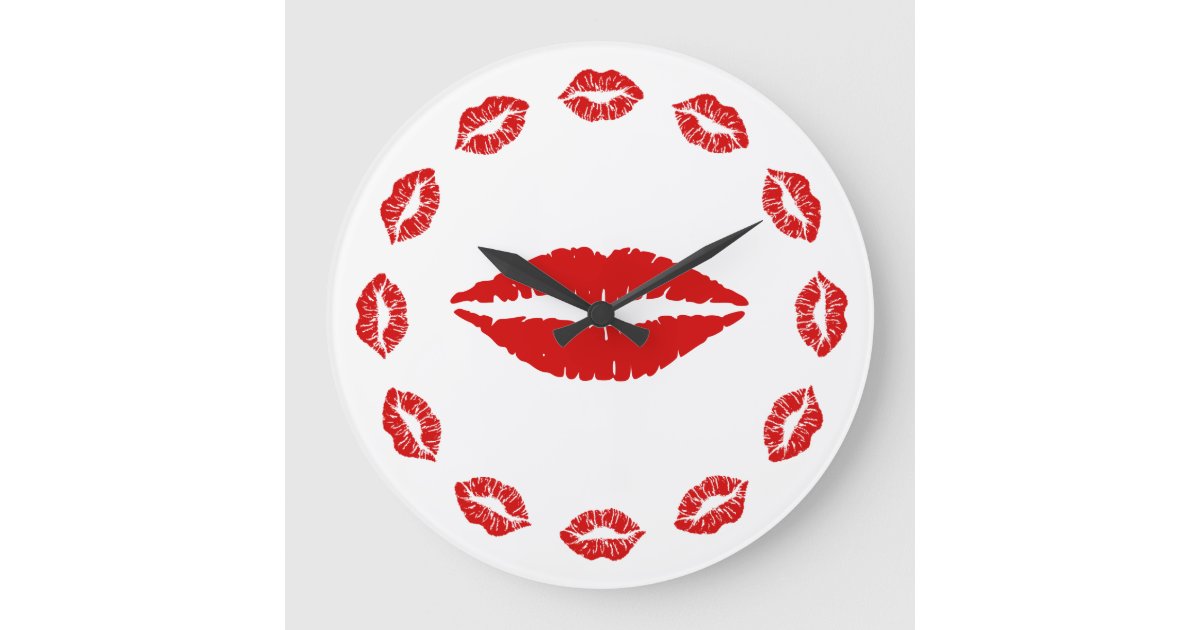 Red Lipstick Kiss Clock | Zazzle