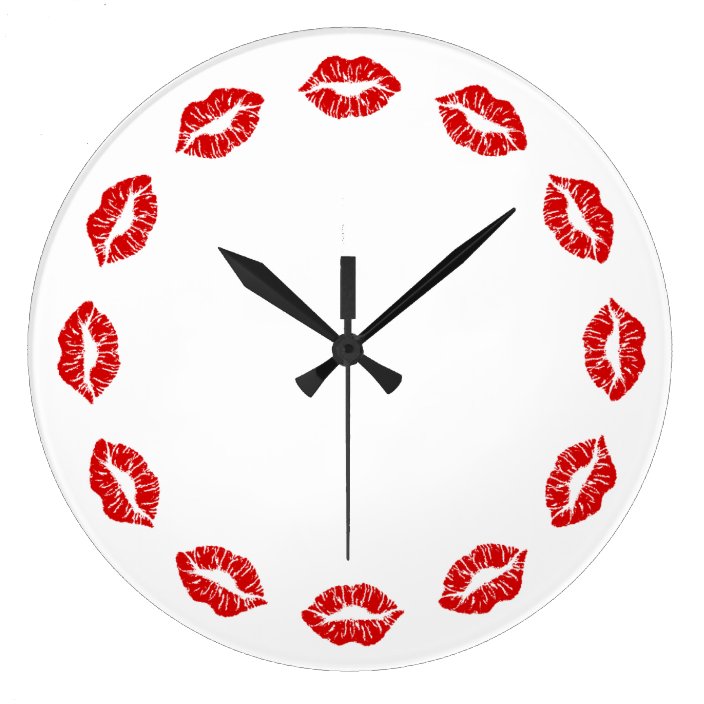 Red Lipstick Kiss Clock | Zazzle.com