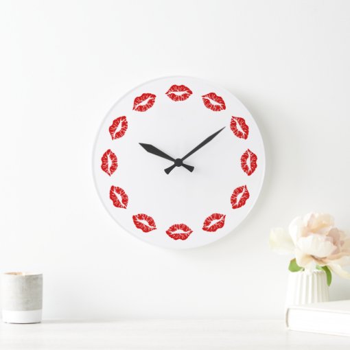 Red Lipstick Kiss Clock | Zazzle