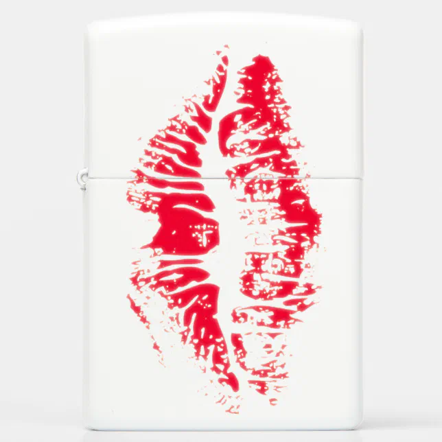 Red Lipstick Kiss White Zippo Lighter | Zazzle