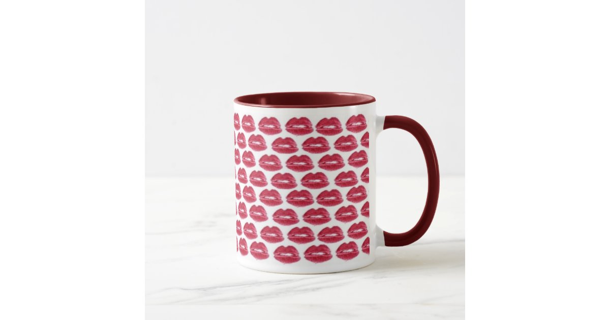 Red Lipstick Kisses Luscious Lips Coffee Mug Cup | Zazzle
