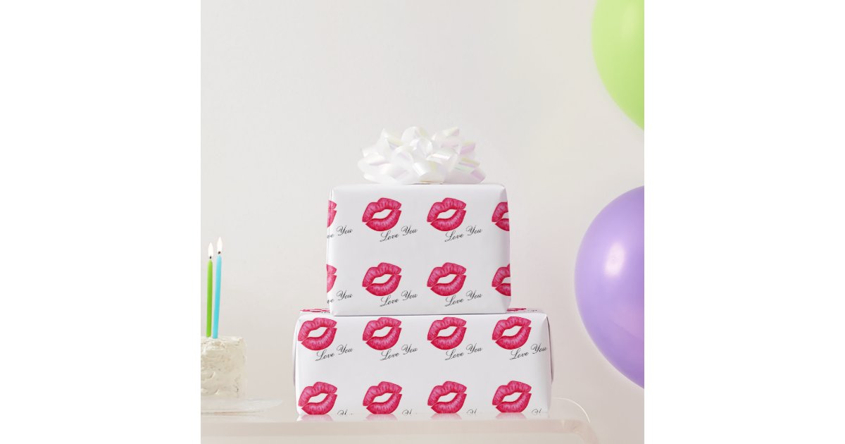 Red Lipstick Kisses Wrapping Paper | Zazzle