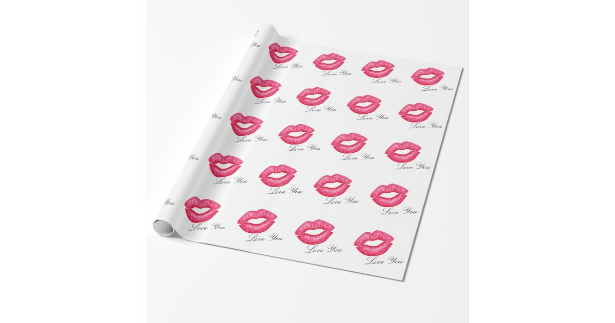 Red Lipstick Kisses Wrapping Paper | Zazzle.com