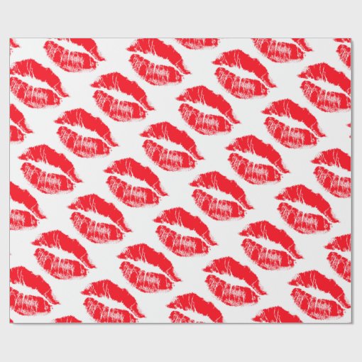 Red Lipstick Kisses Wrapping Paper | Zazzle