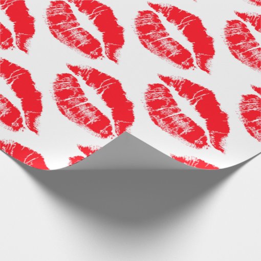 Red Lipstick Kisses Wrapping Paper | Zazzle