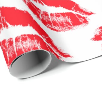 Red Lipstick Kisses Wrapping Paper | Zazzle