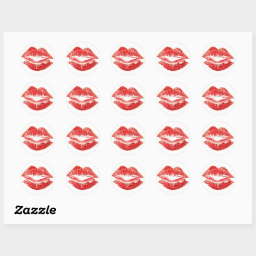 Red Lipstick Lips Kiss Sticker | Zazzle