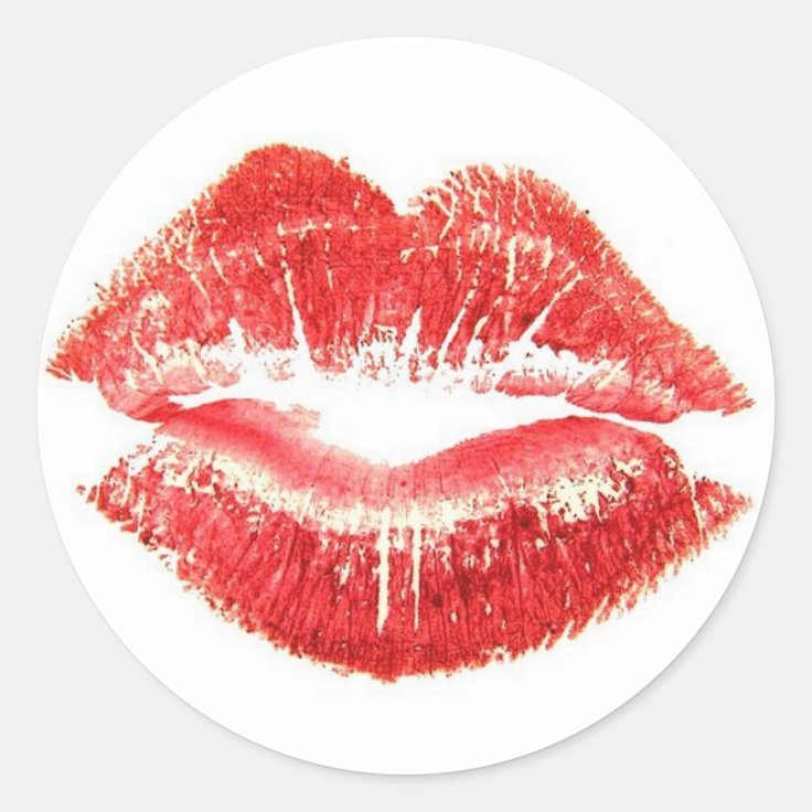 Red Lipstick Lips Kiss Sticker | Zazzle
