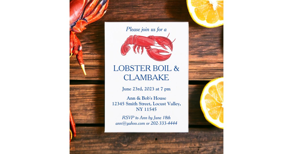 Red Lobster Boil Clambake Party Invitation Postcard | Zazzle