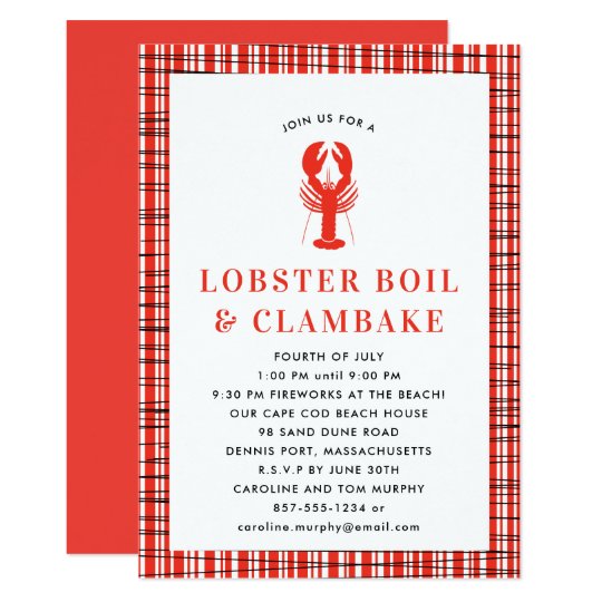 Red Lobster Boil Clambake Summer Party Cookout Invitation | Zazzle.com