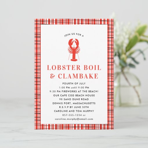 Red Lobster Boil Clambake Summer Party Cookout Invitation | Zazzle