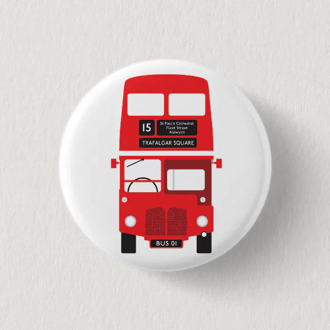 Red London Bus Badge Button | Zazzle