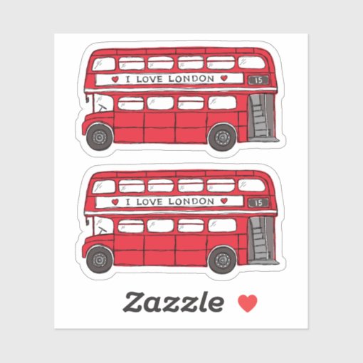 Red London double decker bus Sticker | Zazzle