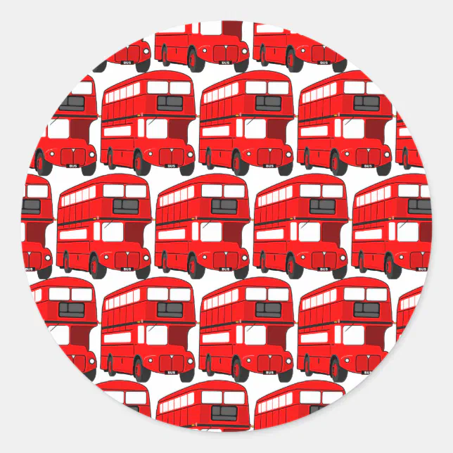 Red London Double Decker Bus Wallpaper Classic Round Sticker | Zazzle