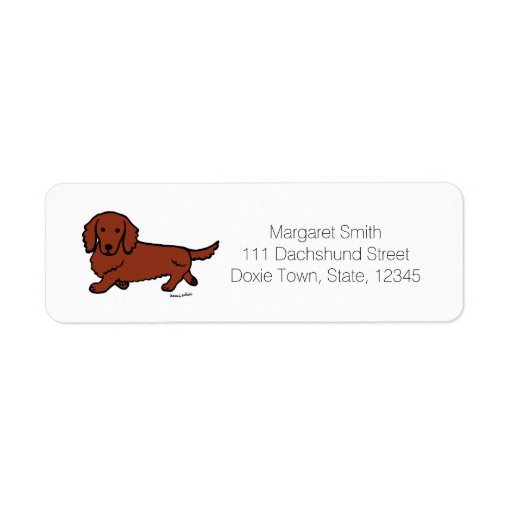 Red Long Haired Dachshund 1 Label | Zazzle