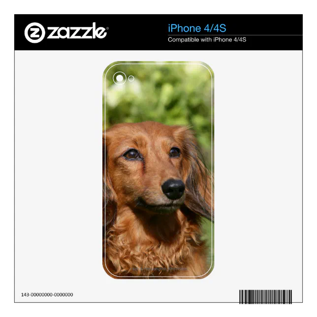 Red Long-haired Miniature Dachshund iPhone 4S Skin | Zazzle